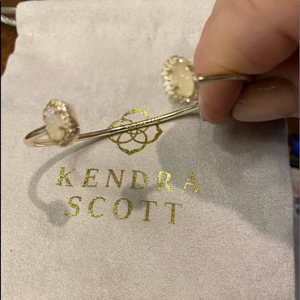 Kendra Scott Elton Gold Tone Iridescent Drusy Cuff Br… - Gem